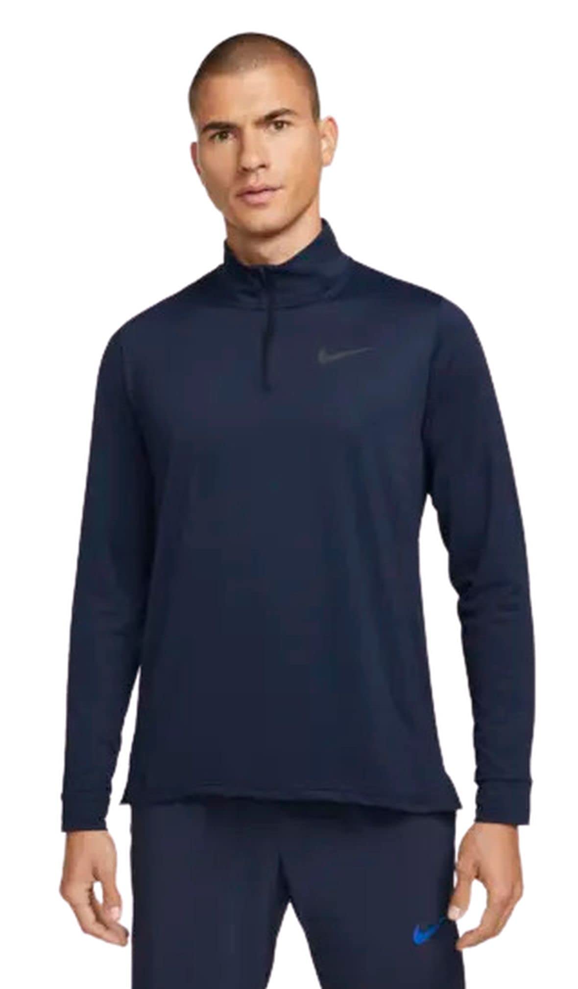 Nike Pro Dri-FIT Men's 1/4-Zip Hyper Dry Training Top, Obsidian/Game Royal/Black, Large