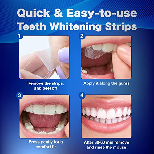 Teeth whitening Strips for Tooth White: 28 Sensitivity Free Whitening Strips - Peroxide Free - 14 Treatments for Teeth whitening - Professional and Safe Teeth whitening Strips