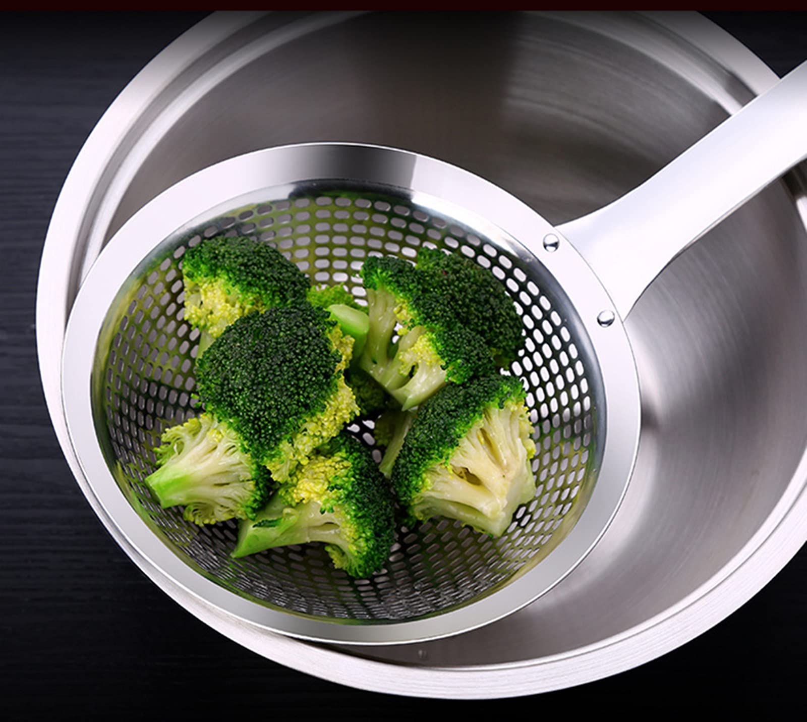 Skimmer Ladle Skimmer Spoon 304 Stainless Steel Skimmer 14.5 ln for Cooking Frying Skimming Colander/Strainer Stainless Steel Kitchen Tools