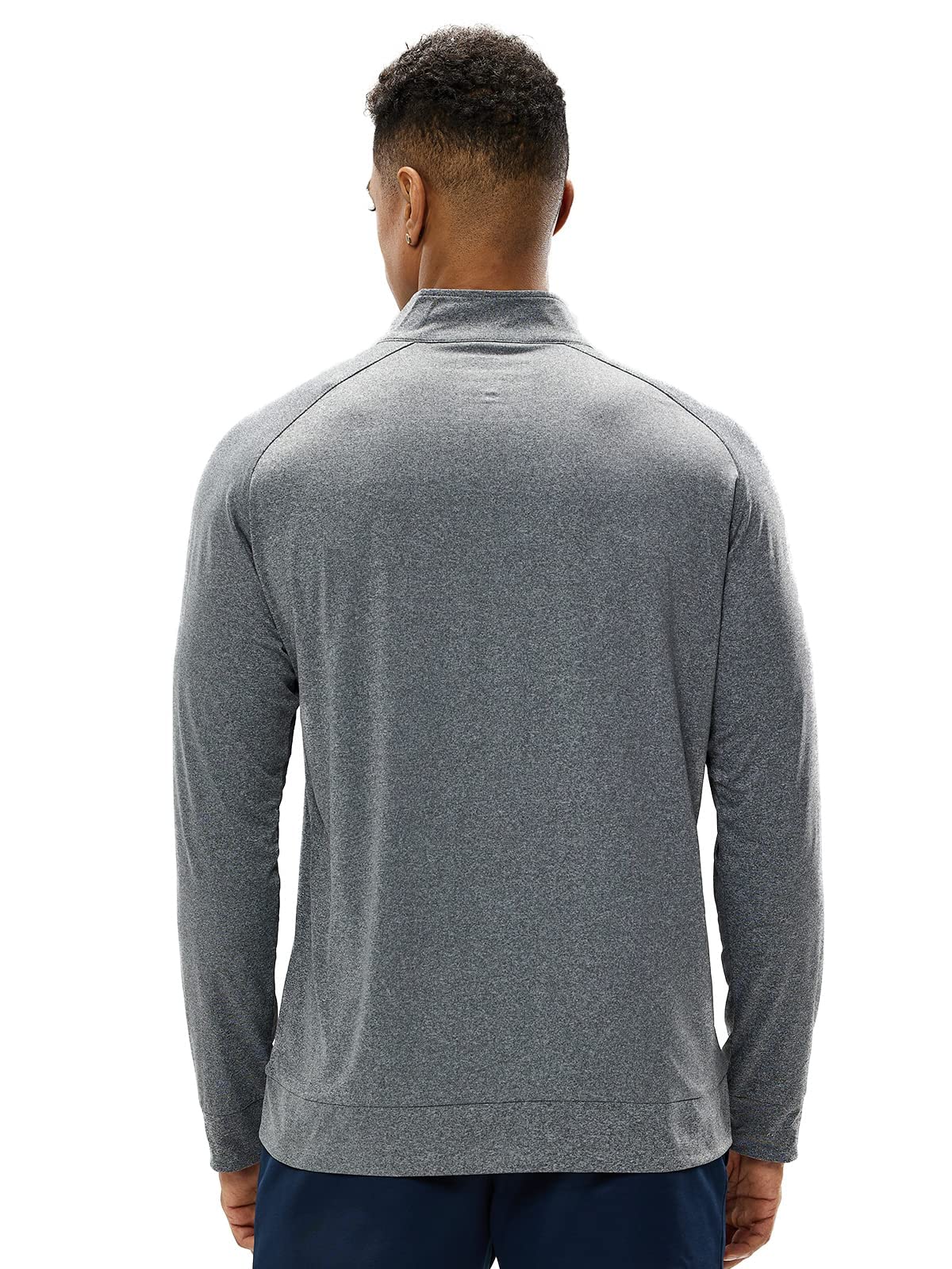 MIER Men's Quarter Zip Long Sleeve Pullover Shirts Golf Hiking Running Performance UV Top, Lightweight Brushed Back Fleece (Heather Grey, Small)