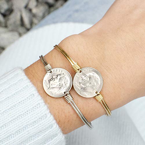Luca + Danni Divine Dime Bangle Bracelet for Women - Silver Tone Regular Size Made in USA