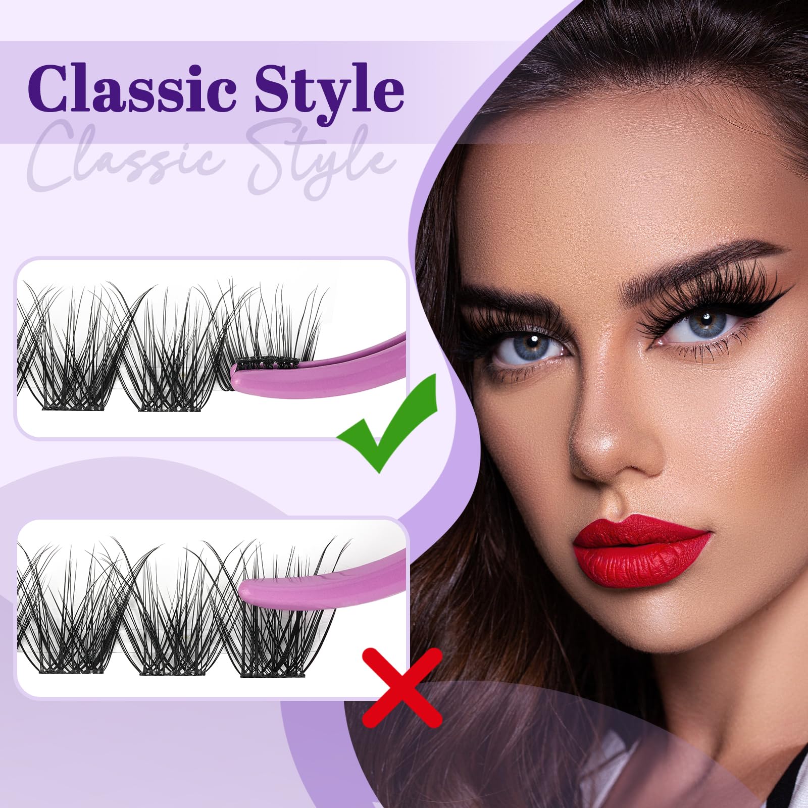 Lash Clusters 144PCS Volume Individual Lashes 8-18mm B&Q Eyelash Clusters Diy Cluster Eyelash Extensions Wispy Cluster Lashes Beginner Eyelash Extension Long Lasting Lashes Wispy(DTFD-Classic)