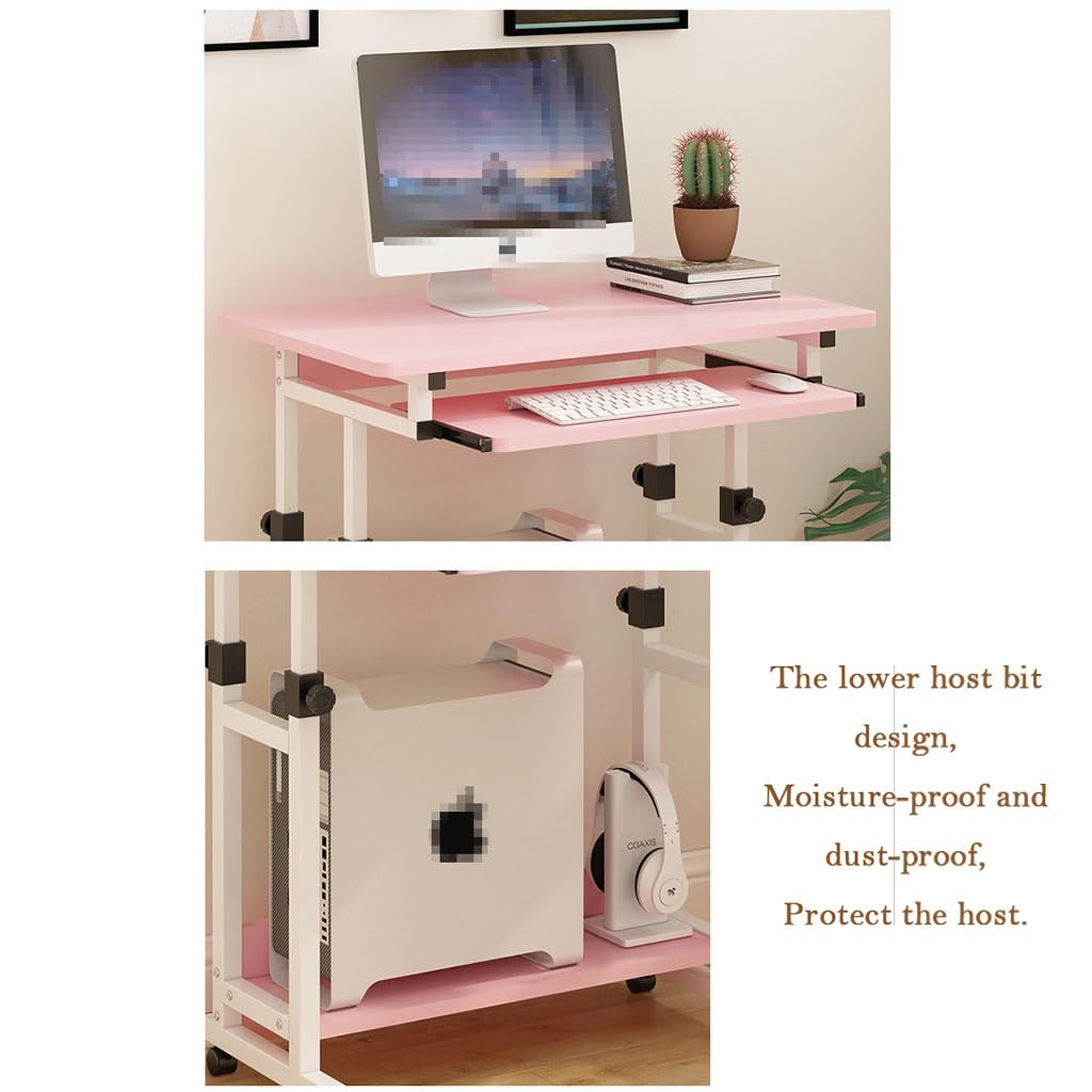 JITEM Computer Desk W/Keyboard Tray Small Mobile Rolling Standing Desk Height Adjustable Work Table Modern Laptop Computer Cart for Home