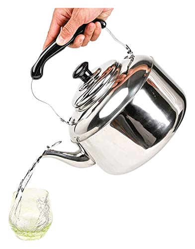 XENITE Classic Kettle Stove Top Whistling Kettle Stainless Steel Teapot Camping Kettles for Boiling Water Stovetop Whistling with Ergonomic Handle Camping Kettle Teapots (Color : Silver, Size : 10L