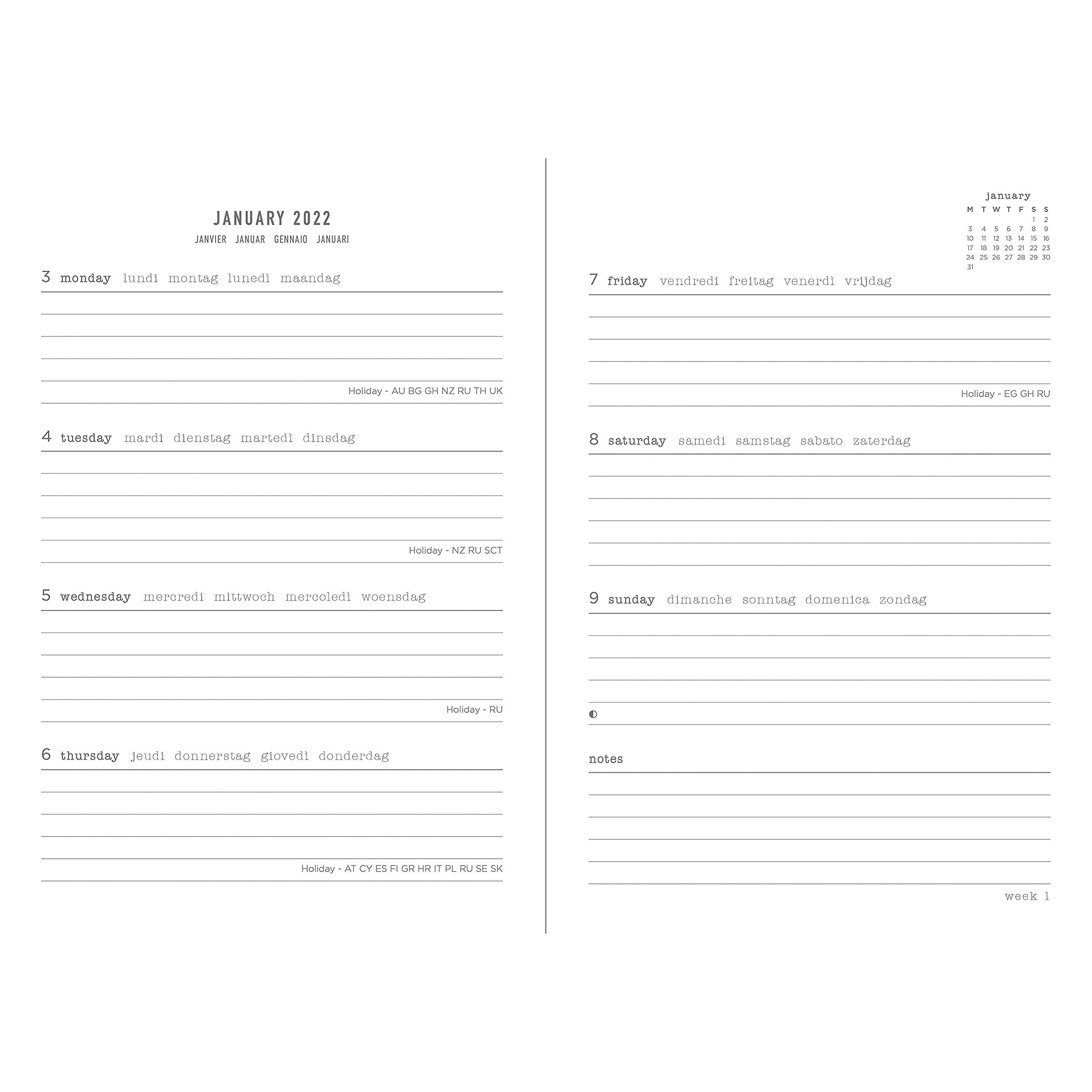 Letts Mineral A5 Week to View 2022 Diary - Sand