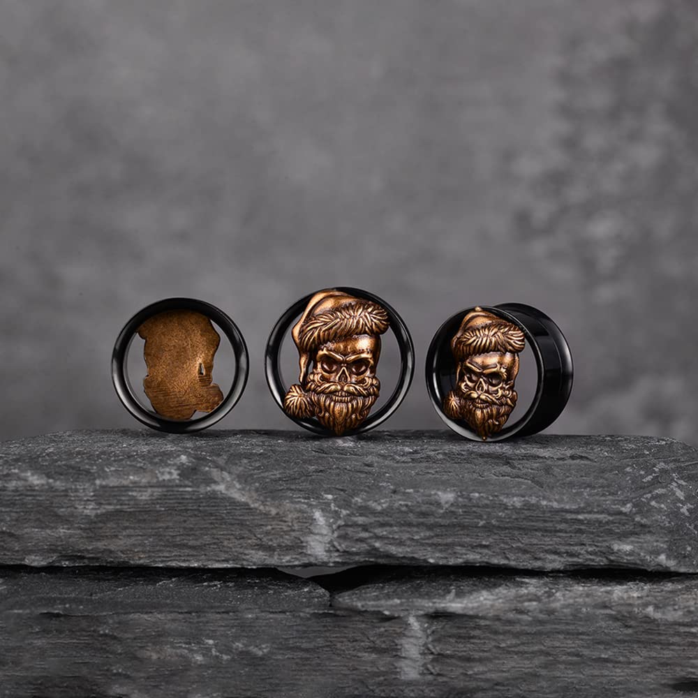 Merry Christmas Santa Claus Ear Gauges Piercing Double Flared Plugs and Tunnels, Elegant Ear Stretchers Earrings Expander.