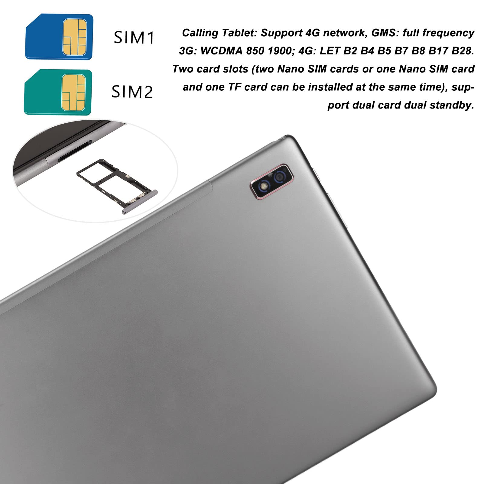 Tablet PC, 2 in 1 5G WiFi Calling Tablet 6GB RAM 128GB ROM 100240V for 11 with Magnetic Keyboard for Entertainment (US Plug)