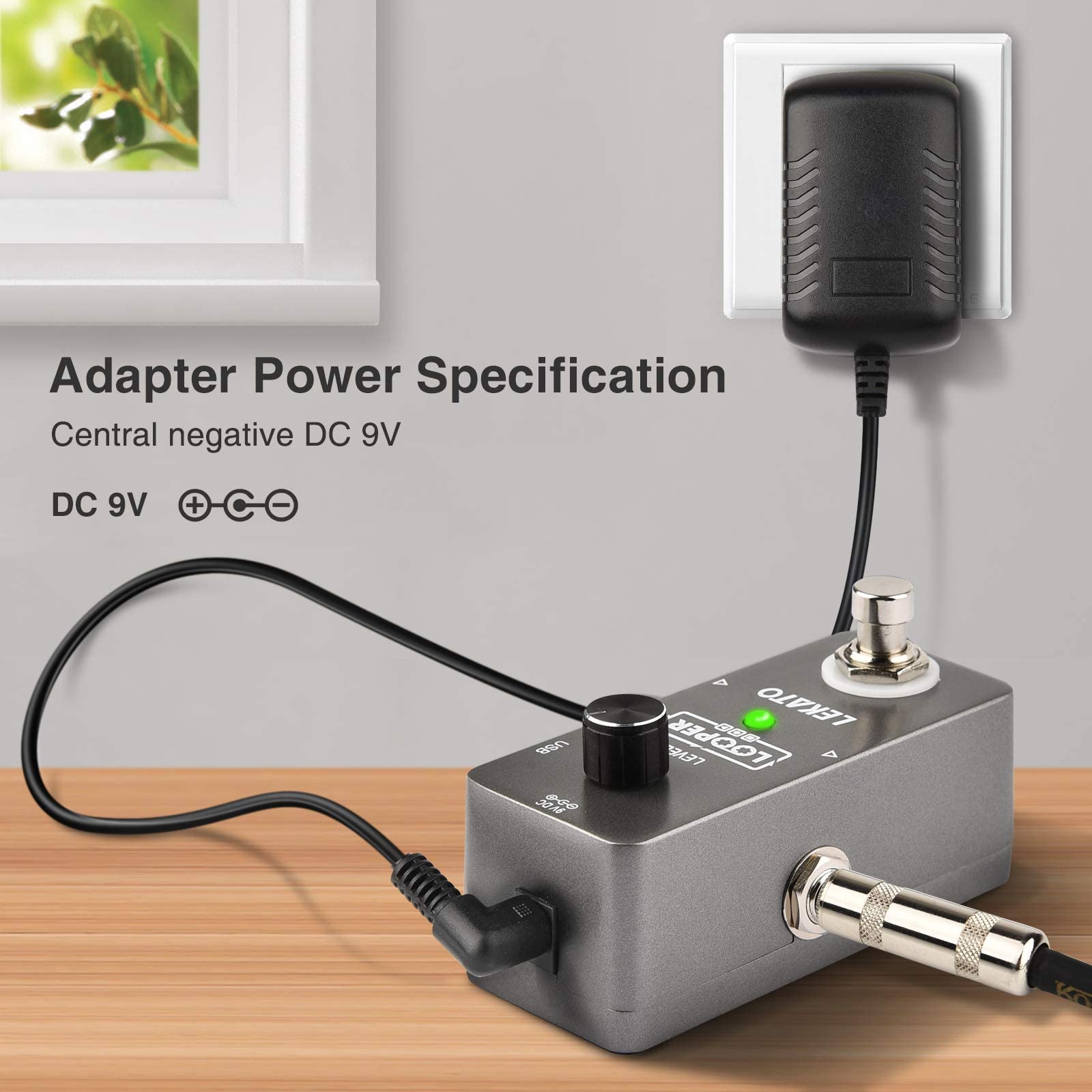LEKATO Guitar Looper Effect Pedal Loop Pedal Unlimited Overdubs 5 Minutes Looping Time Looper Pedal with USB Cable and 9V 0.6A Pedal Power Supply Adapter