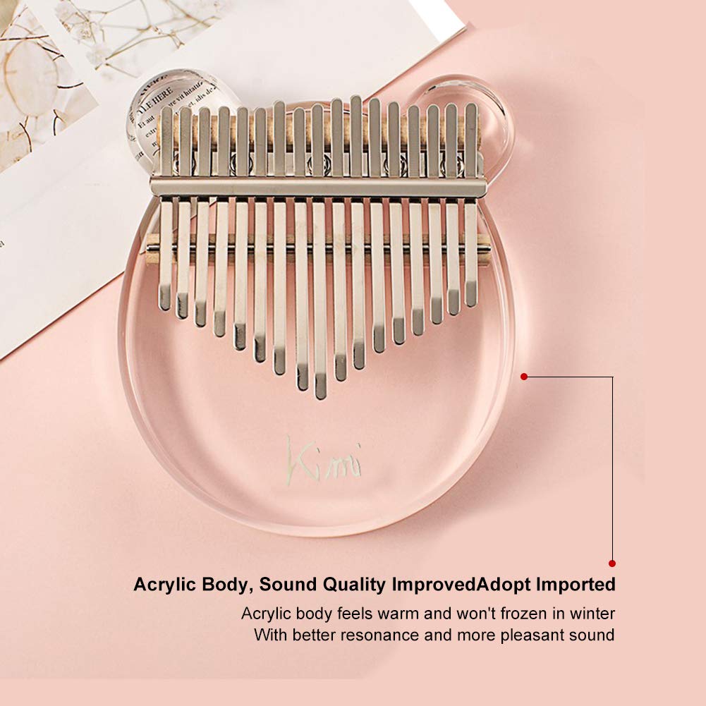 Kalimba 17 Keys Thumb Piano, INTSUN Transparent Acrylic Finger Piano with Tuning Hammer Study Instruction, Thumb Piano Musical Instrument Gift for Beginners, Kids Adults (Large)
