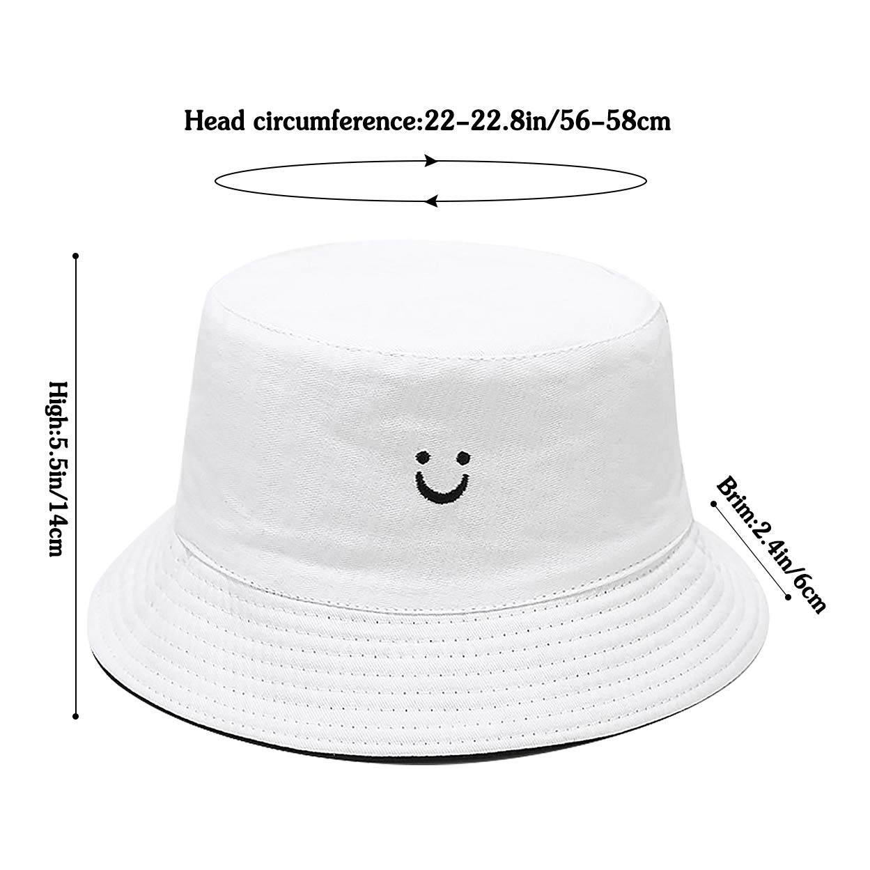 Malaxlx Black White Bucket Hat Beach Sun Hat Aesthetic Fishing Hat for Men Women Teens, Reversible Double-Side-Wear