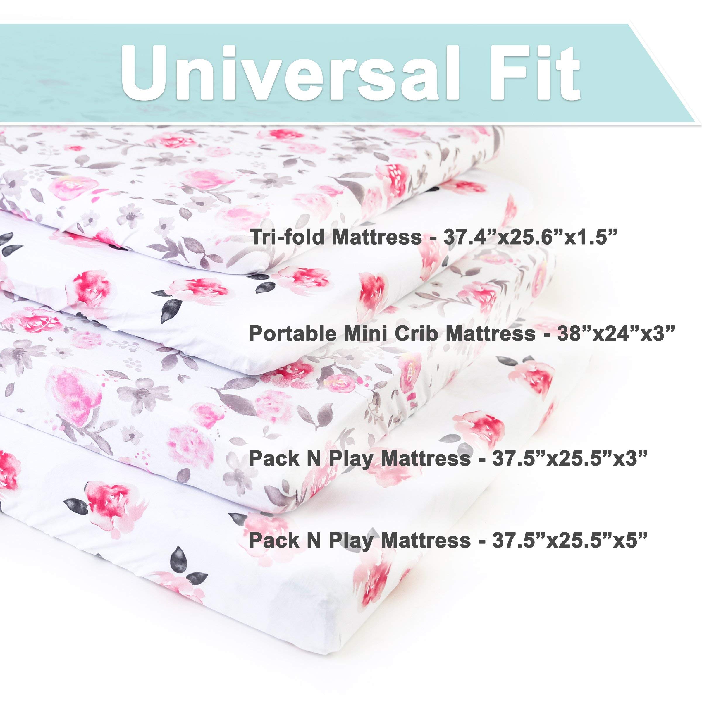 Kids N’ Such Pack N Play Fitted Sheet Set for Pack N Play Mattress Pad, Petal, 2 Pack