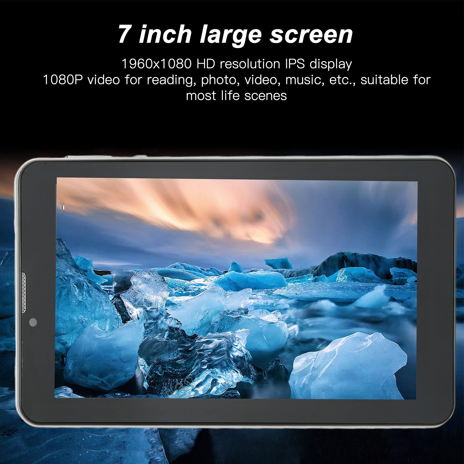 Tablet PC, 5MP Front 8MP Rear 7in Tablet for 10 US Plug 100‑240V 2.4G 5G Dual Band WiFi MT6592 8 Core CPU for Working (Black)