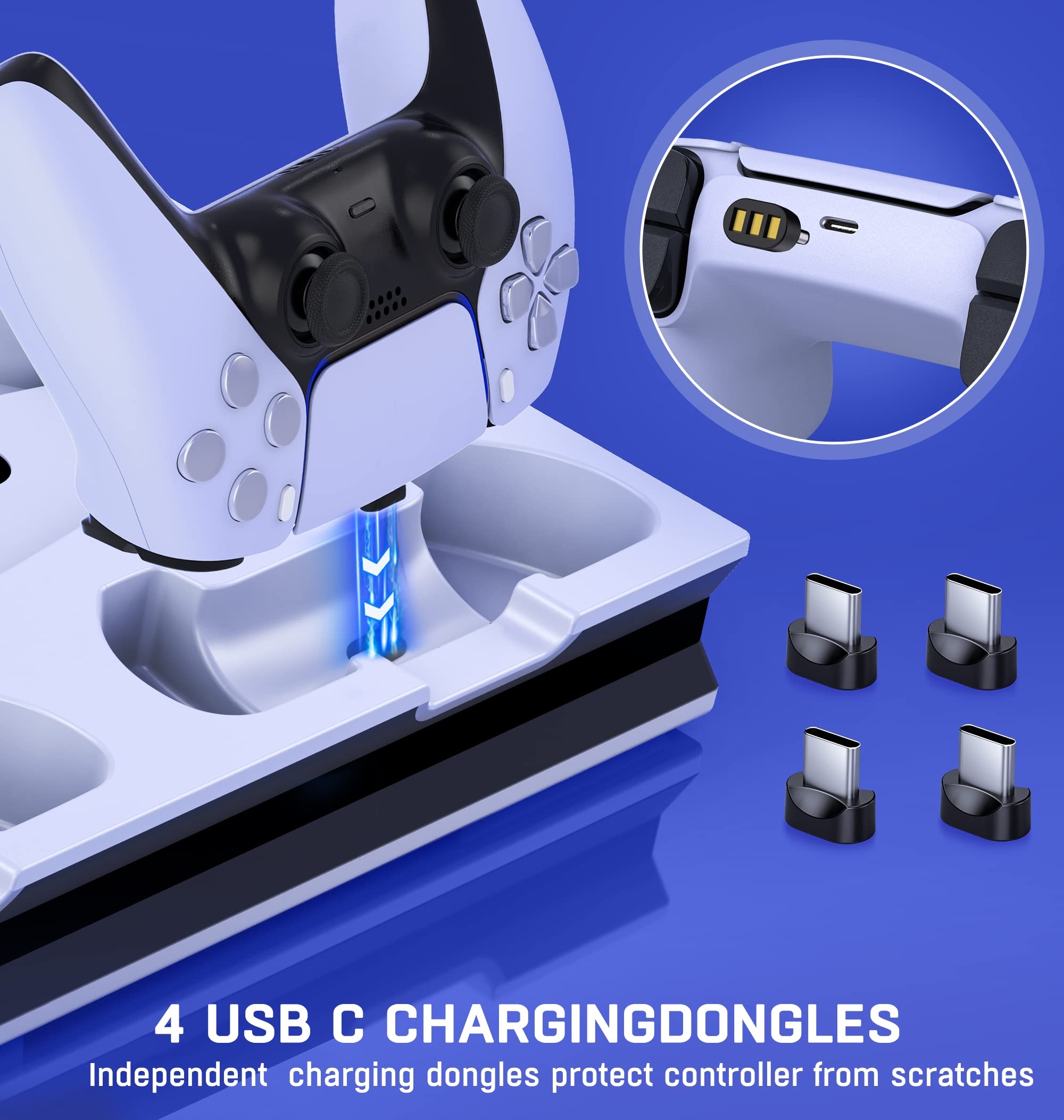 Stand Cooling Fan with Dual Controller Charging Station for PlayStation 5 Console Disc and Digital Editions, for PS5 Holder Accessories with 3 Level Cooling Fan, Headset Holder, 3 USB Hub,Media Slot