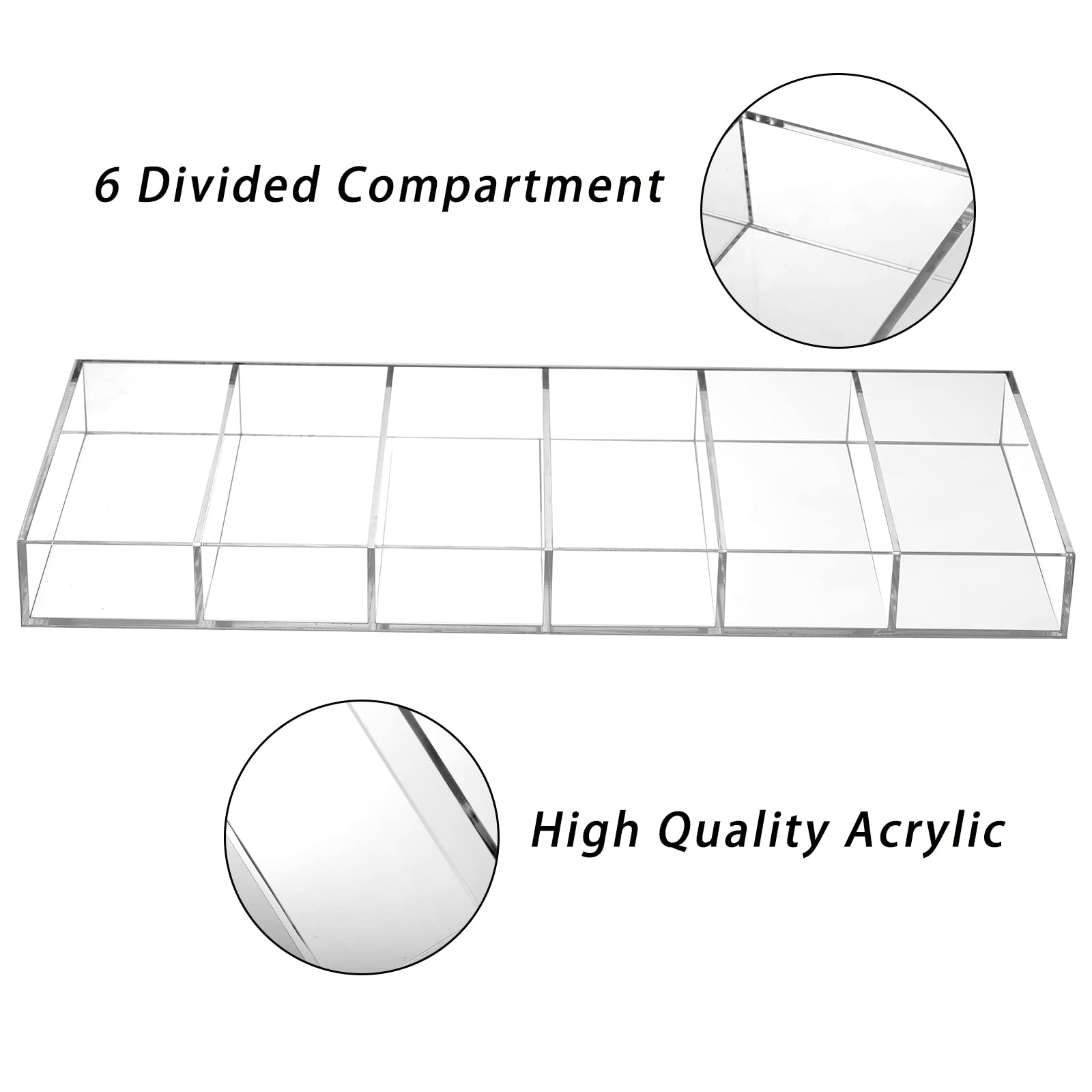 SOUJOY 2 Pack Acrylic Sunglasses Organizer, 6 Slot Clear Eyeglasses Storage Case, Stackable Eyewear Display Tray for Sunglasses, Fashion Eye Wear, Protective Glasses