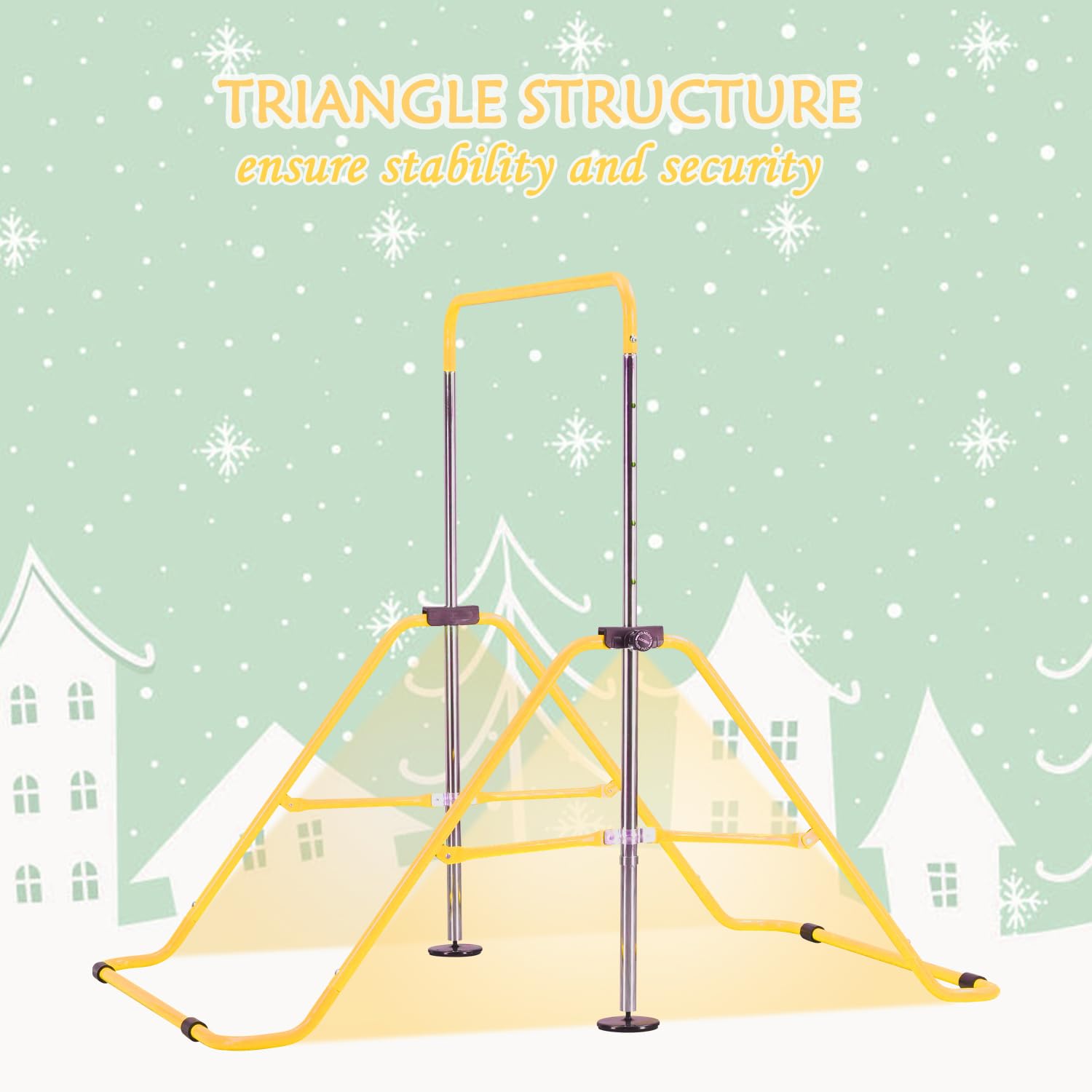 Oneofics Gymnastics Bar, Kids Gymnastic Bar Home Use, Foldable and Height Adjustable Junior Training Horizontal Bars for 3-8 Years Old Child, Girls & Boys