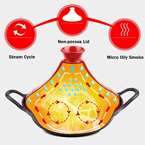 MYYINGBIN 27cm Enameled Cast Iron Pot Moroccan Tagine Easy to Clean Slow Cooker Healthy Cooking Suitable for 2-4 People