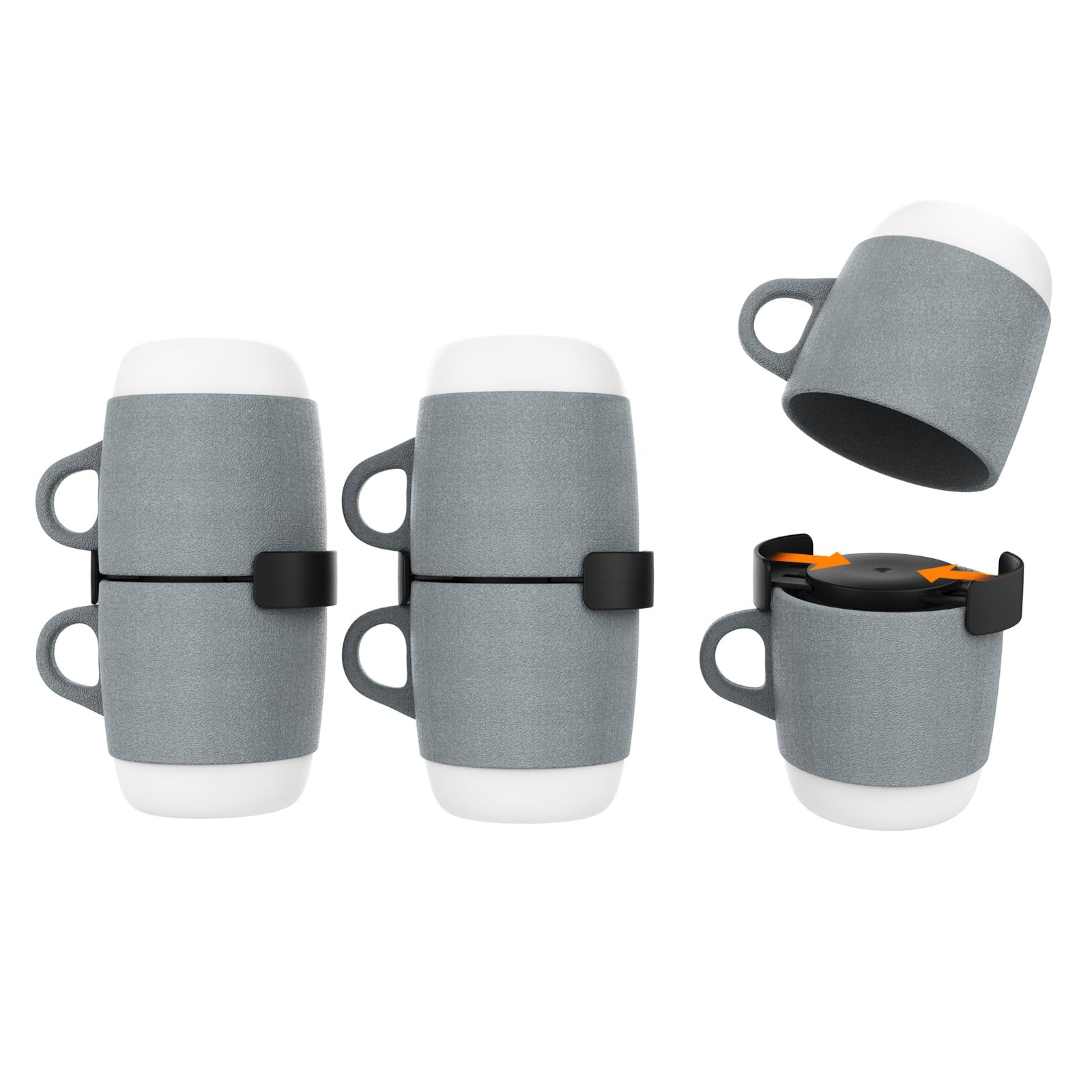 KURBERSON 6 Pcs Mug Organizer for Cabinet, Coffee Mug Stacker, Coffee Cup Holder, Capboard Space Savor, Black