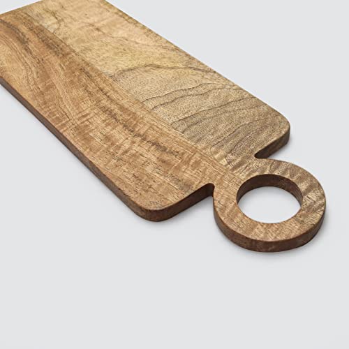 My Savory Table Mango Wood Serving Board With Enamel, Professional and Home Use Cheese Paddle Board With Handle 18 x 7 x 0.5 Inch, Natural