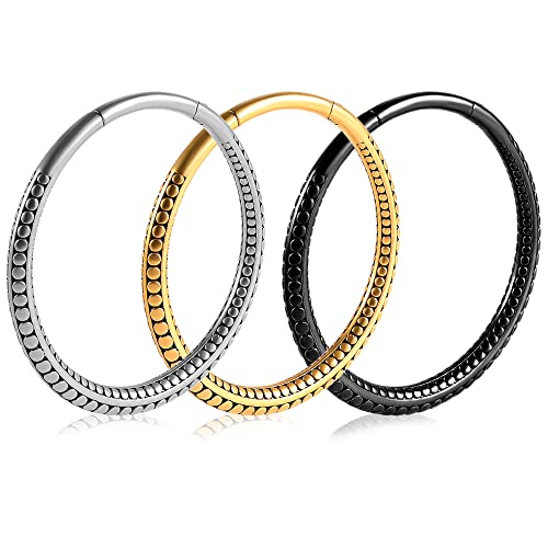 Maxbott 2 PCS Stainless Steel Retro Circle Ear Hanger Weights for Stretched Ears Gauges Plugs Body Piercing Jewelry (6G (4mm), Gold)