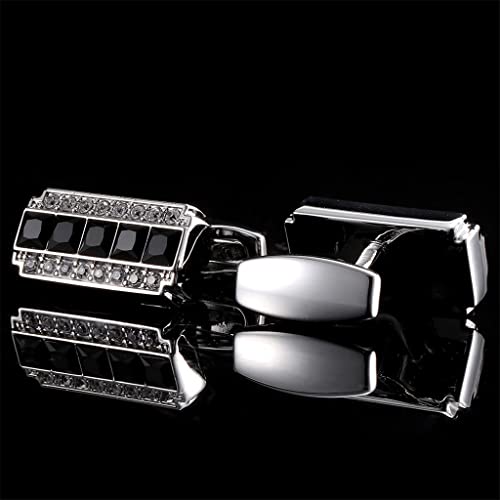 Rectangular Shirt Business Cufflinks Black and White Two Tone Diamonds Women's Cuff Studs Men (Color : A, Size : One Size) (A One Size)