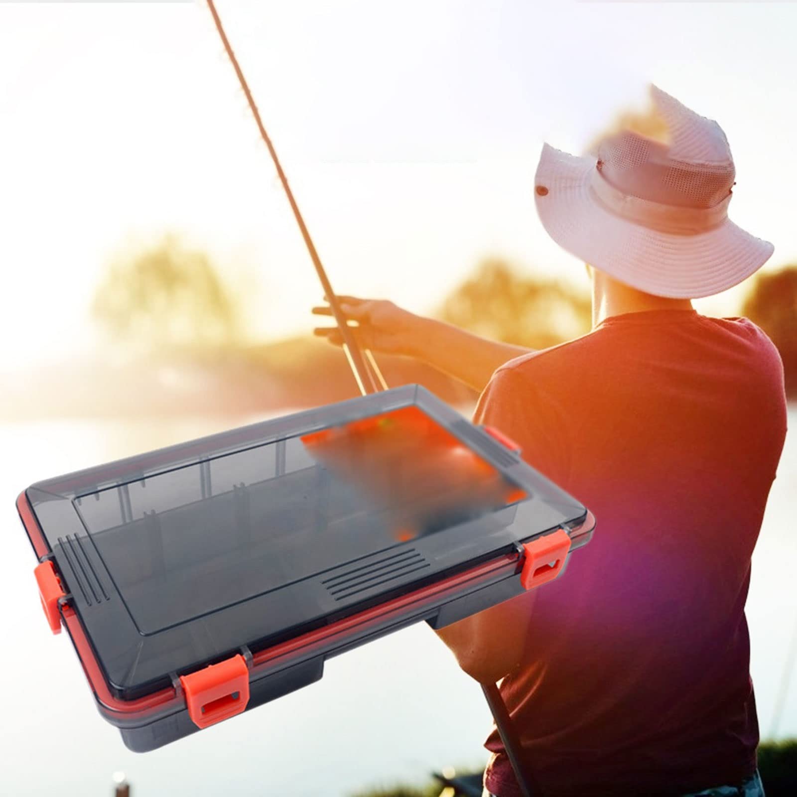 RORUN Portable Tool Box Frosted Fishing Tackle Box Multi Compartments Fishing Accessories Baits Lure Fishhook Storage Case Organizer