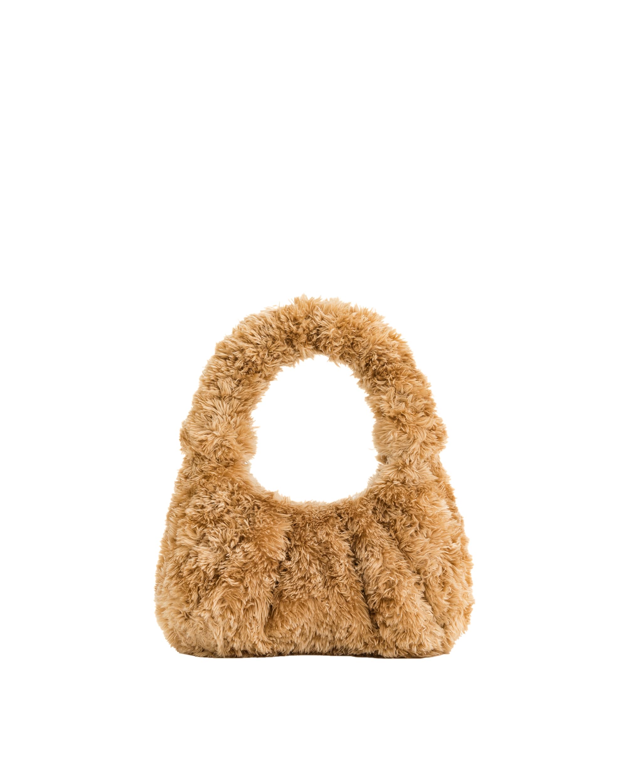 JW PEI Women's Gabbi Faux Fur Medium Ruched Hobo Handbag - Light Brown