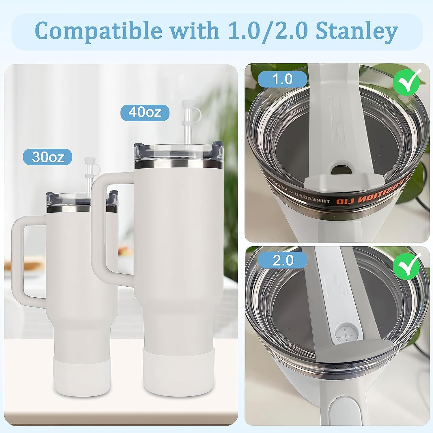 Stanley Cup Accessories - Set of 8 Stanley Spill leak Stopper and Stanley Cup Boots Stanley Straw Cover For Stanley Cup Models 1.0 and 2.0, Stanley Accessories 40 oz Stanley Cup