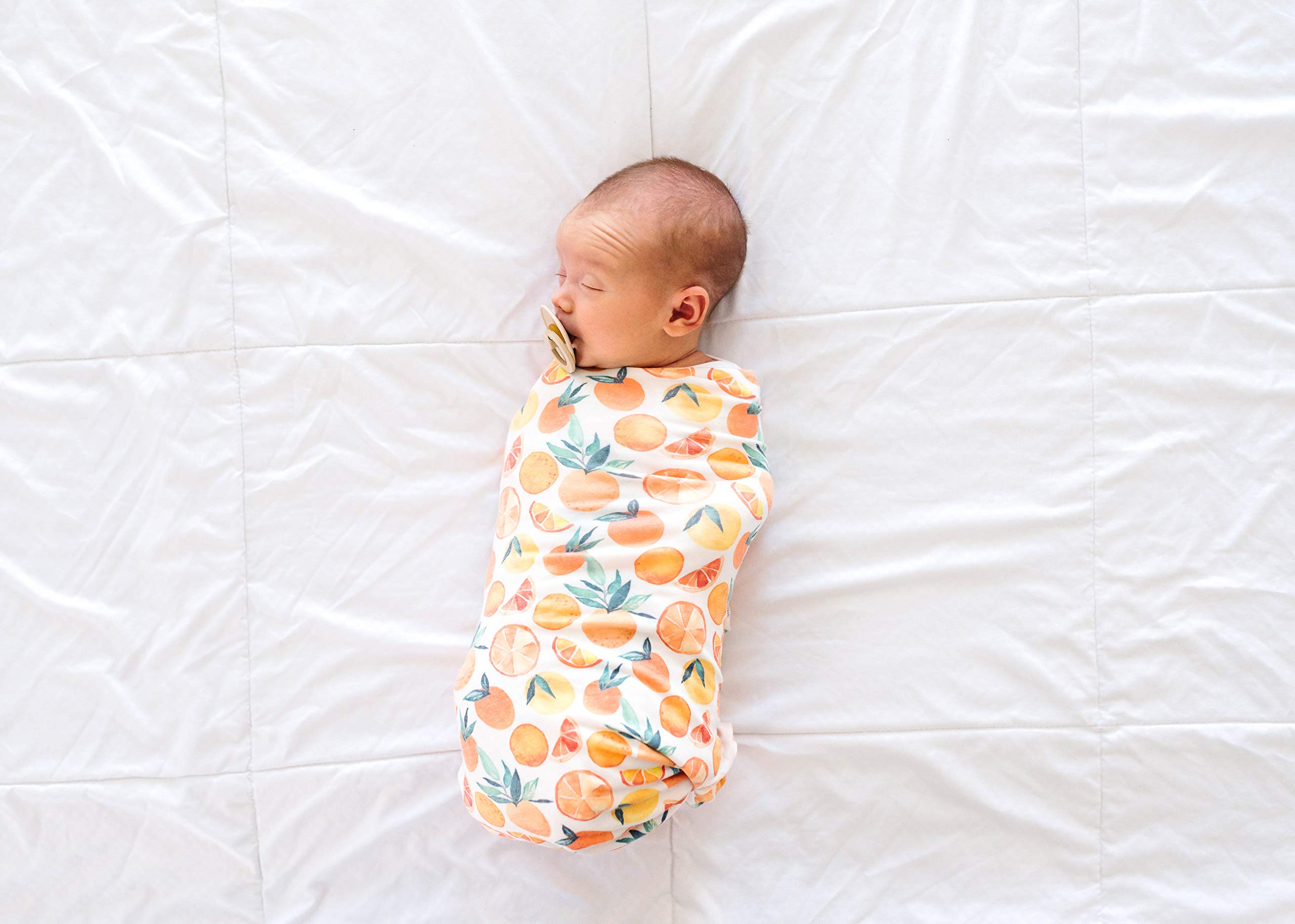 Large Premium Knit Baby Swaddle Receiving Blanket "Citrus" by Copper Pearl