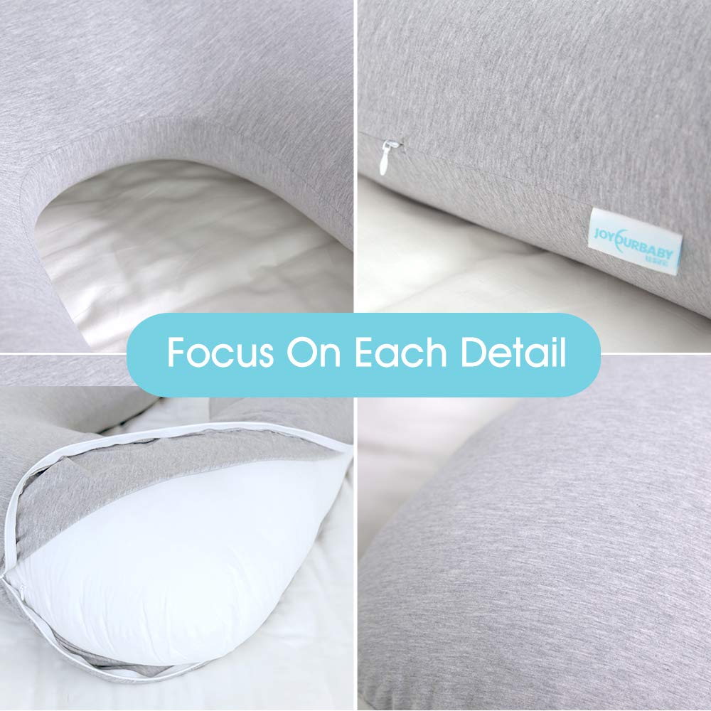 Joyourbaby 59'' Full Body Pregnancy Pillow U-Shaped Maternity Sleeping Pillow with Removable Cover (Gray)