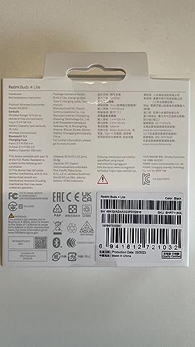 Xiaomi Redmi Buds 4 Lite TWS Wireless Earbuds, Bluetooth 5.3 Low-Latency Game Headset with AI Call Noise Cancelling, IP54 Waterproof, 20H Playtime, Lightweight Comfort Fit Headphones, Black