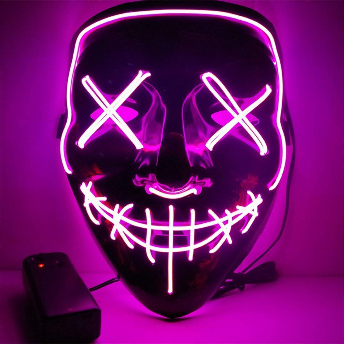 LED Light Up Purge Mask for Halloween, Festival, Party (9 Colors) (Yellow)