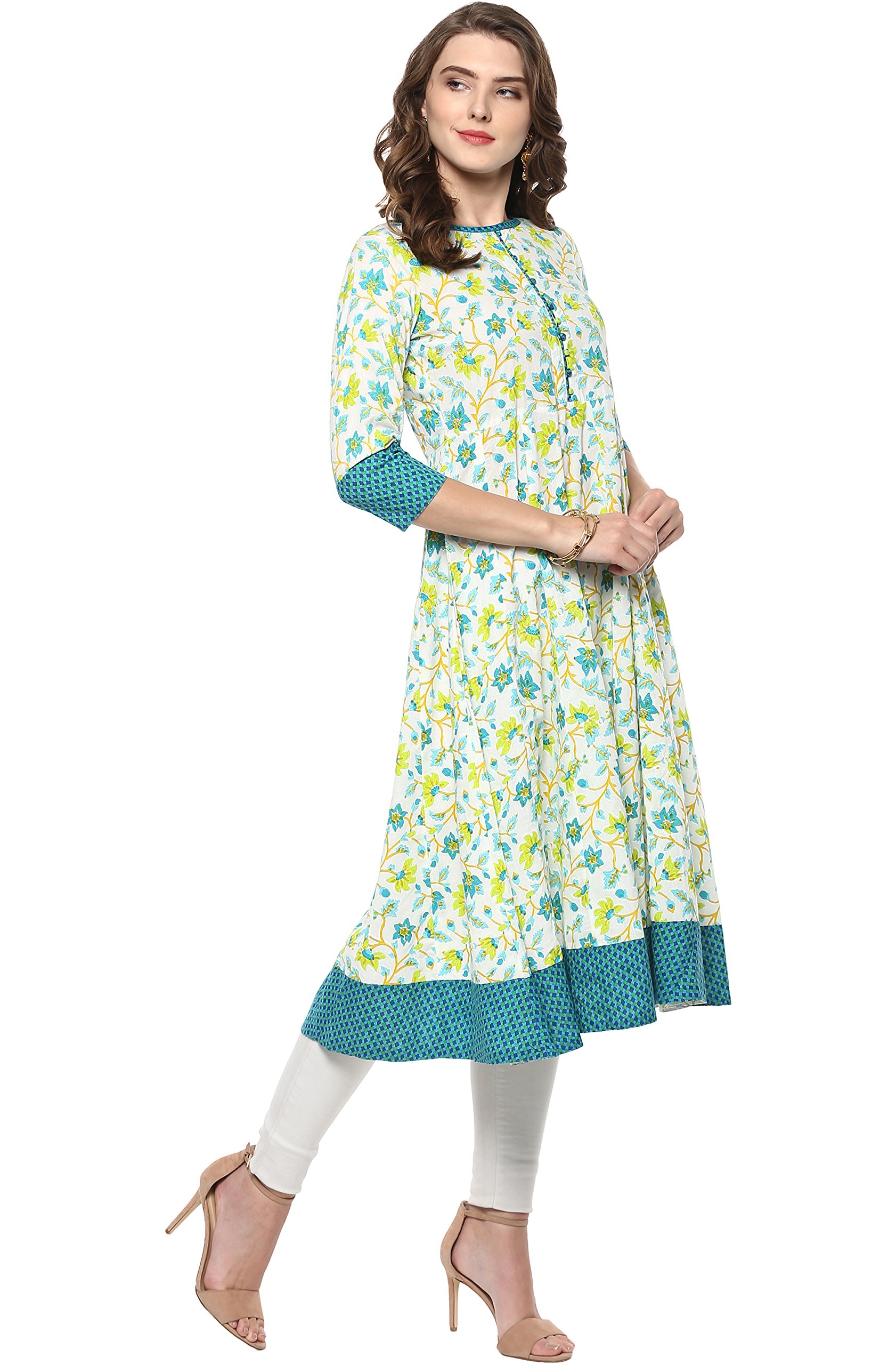 Janasya Indian Tunic Tops Cotton Kurti for Women (JNE2086-KR-389-S)