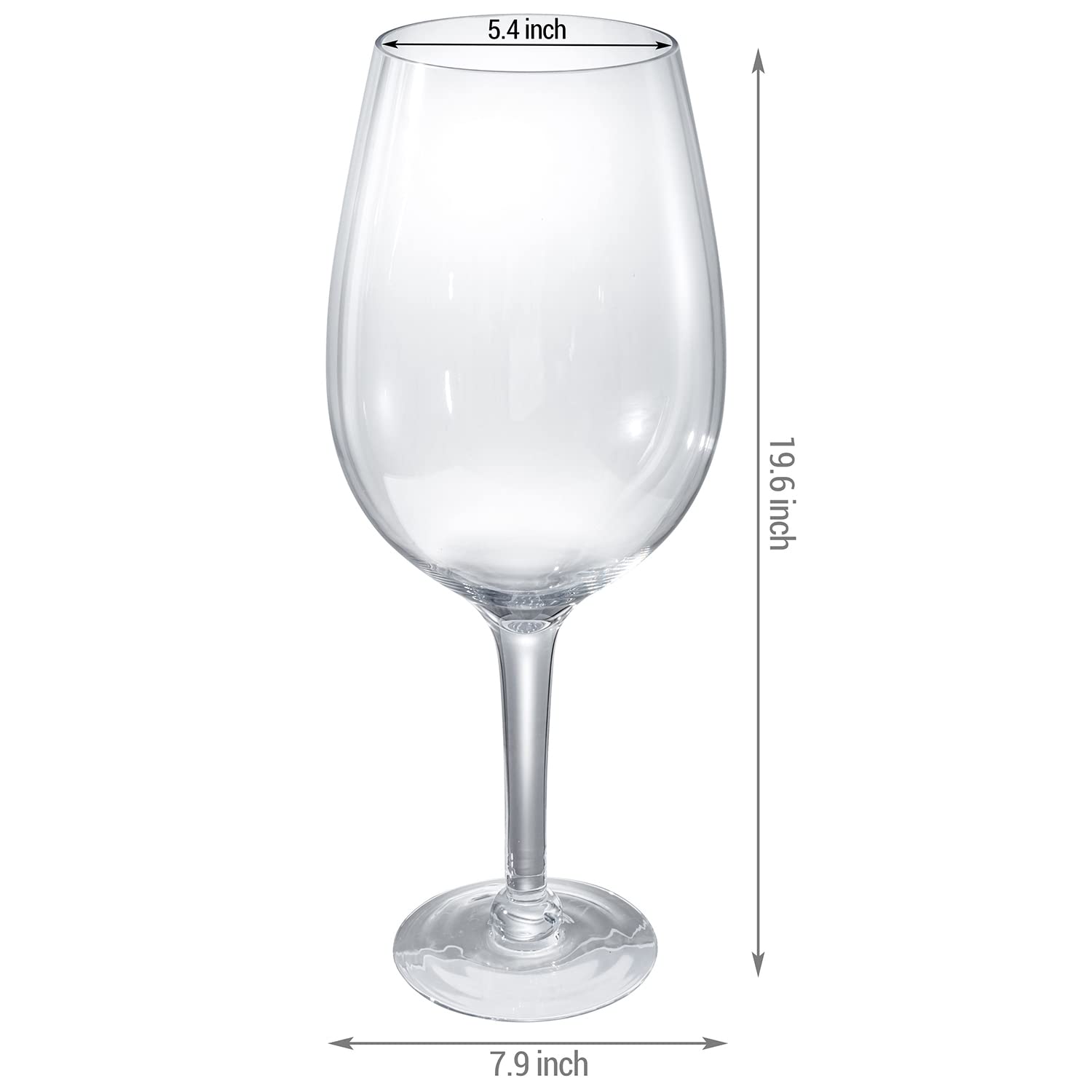 MyGift 20-Inch Giant Clear Decorative Hand Blown Wine Glass Novelty Stemware/Champagne Magnum Chiller