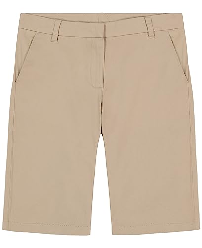 IZOD Girls' School Uniform Skinny Bermuda Twill Short, Khaki, 14