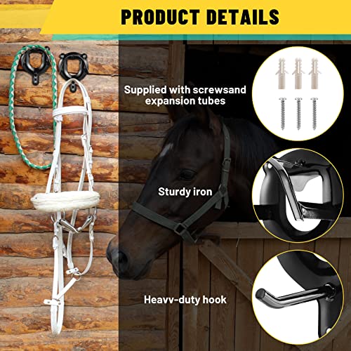 YUNFUTILEI Horse Tack Horse Bridle Rack Bridle Hooks for Tack Room - Metal Storage Hook for Horse Supplies(4 Counts)
