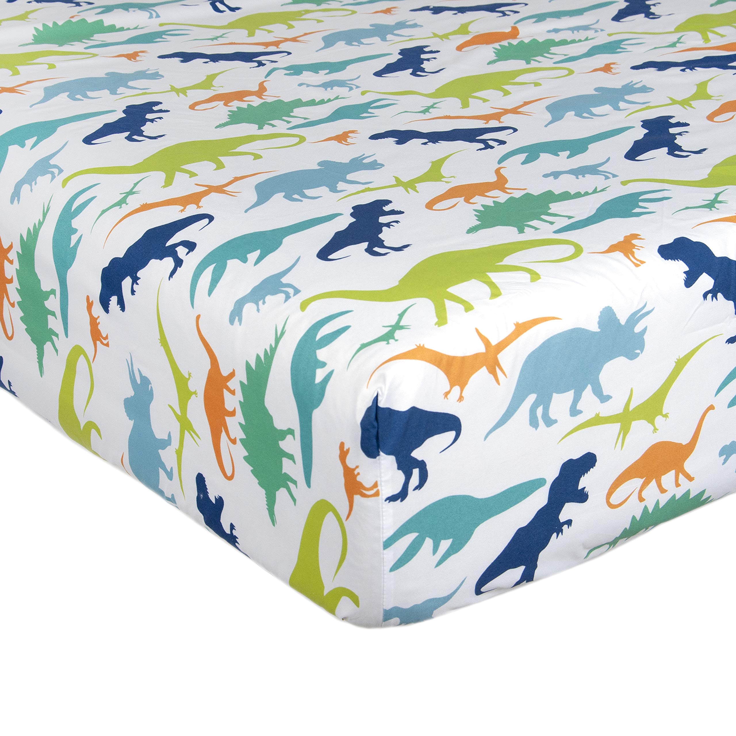 Kids Rule 4-Piece Dinosaurs Sheet Set | 1 Full Flat Sheet, 1 Full Fitted Sheet & 2 Queen Pillowcases | 100% Softly Brushed Microfiber Polyester | Soft, Smooth & Durable | Ideal for Kids | Multicolored