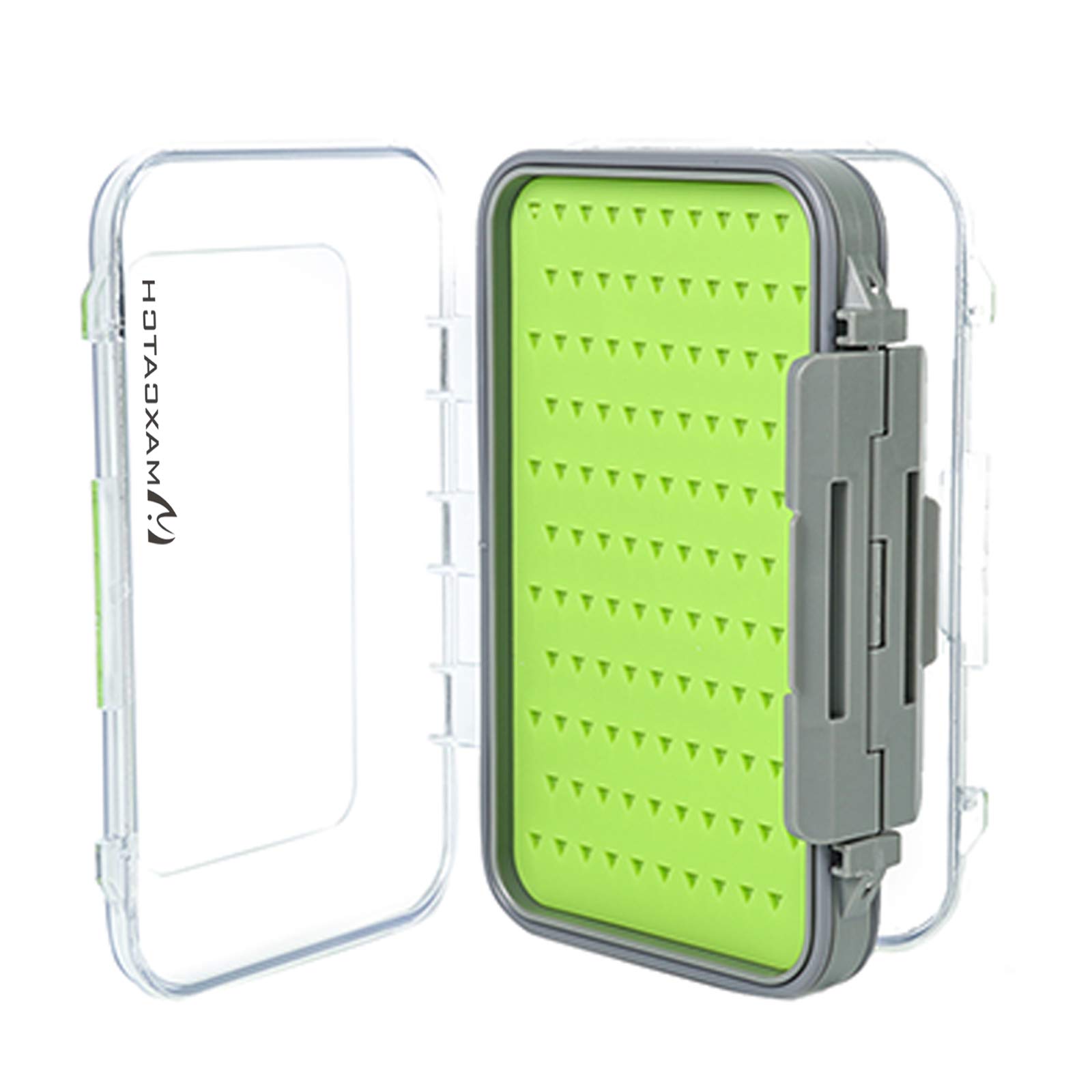 Maxcatch Fly Box Double Sided Waterproof Fly Fishing Boxes For Flies Jig Fly Storage Box with Easy Grip Foam (Silicone Insert, X-Large-7.3''x 4.6''x 1.5'')