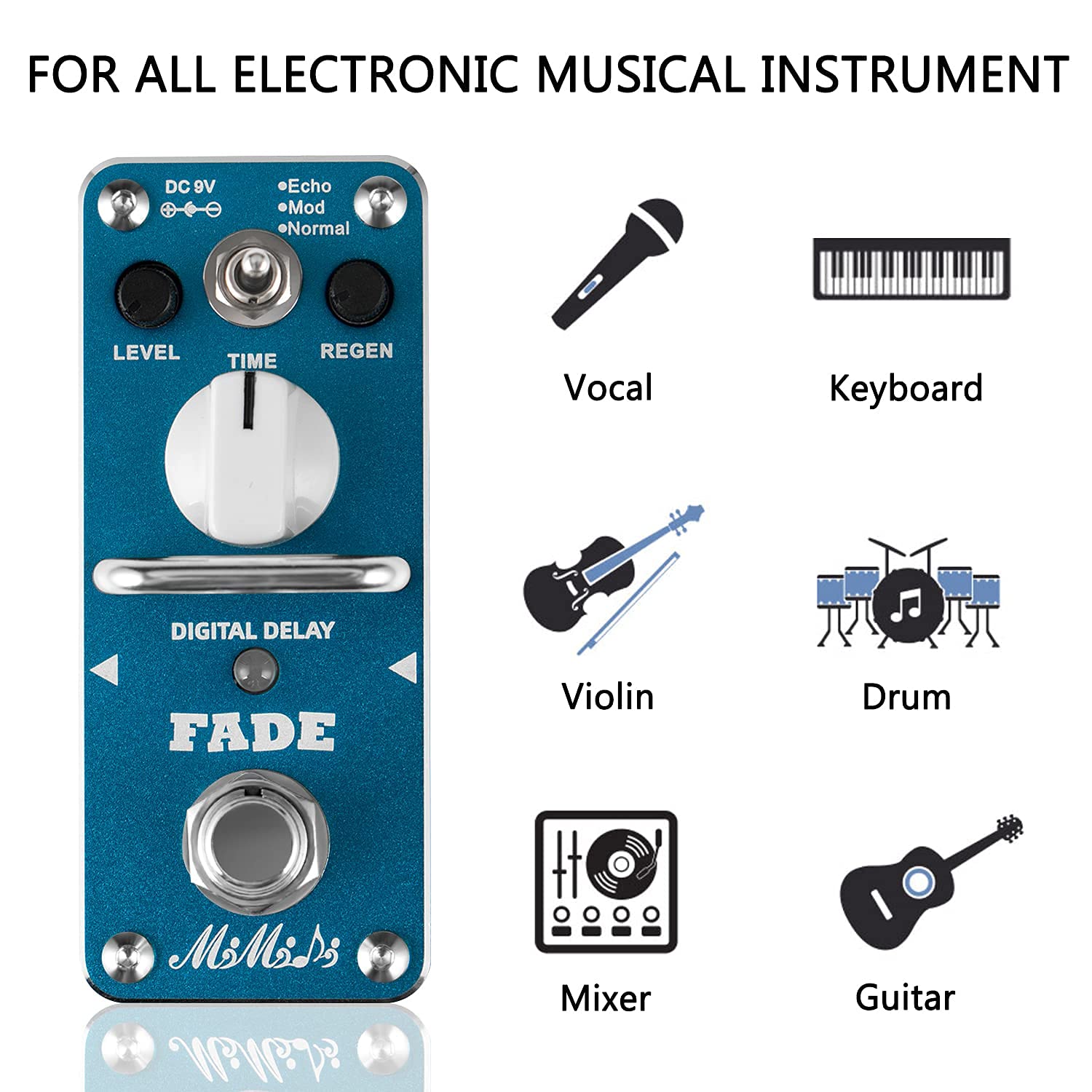 MIMIDI Digital Delay Guitar Effect Pedal with True Bypass 3 Modes Portable Mini for Electric Guitar And Bass