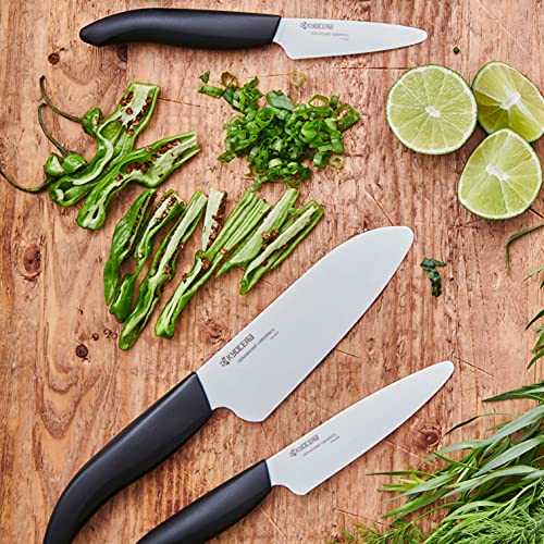Kyocera Ceramic 4.5" Utility Knife w/ Sugarcane Sourced Material Handle, Black,White
