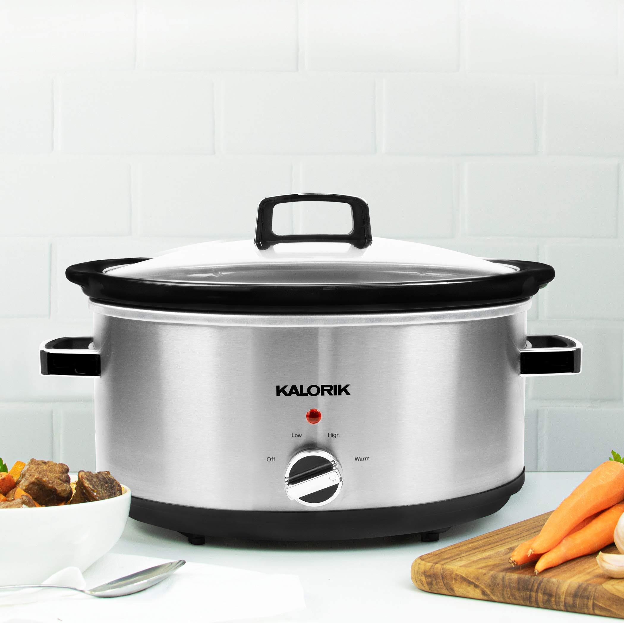 Kalorik 6.5 Quart Slow Cooker, Stainless Steel