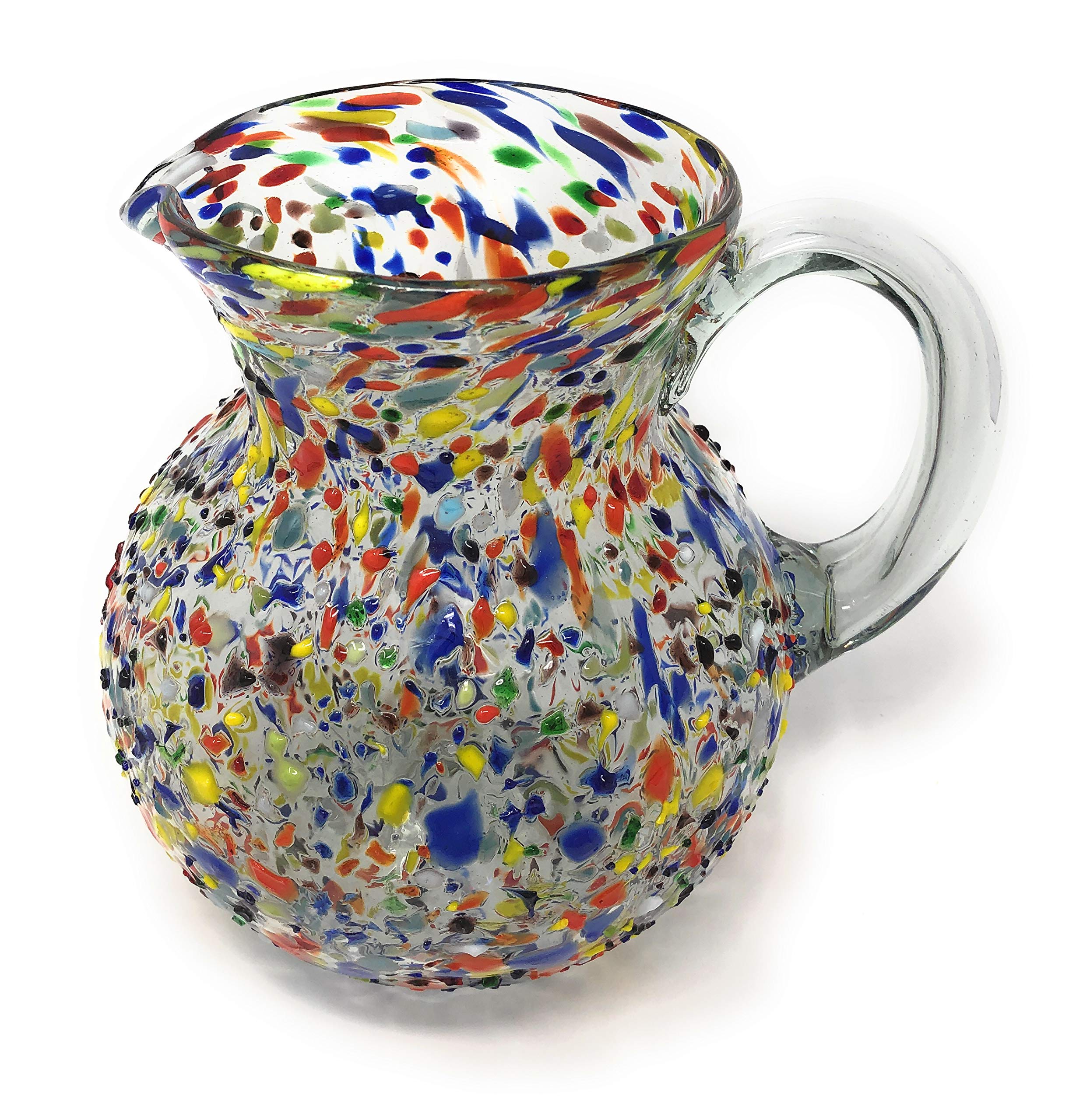 Mexican Hand Blown Glass Pitcher â Confetti Rock Design (84 oz)