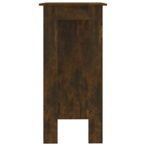 VanTook Pub Bar Table Kitchen Counter Buffet Table, 40.2 Inch Dining Table with 3 Open Shelf, Modern Cocktail Table for Bar, Cafe, Office, Kitchen, Living Room, Smoked Oak