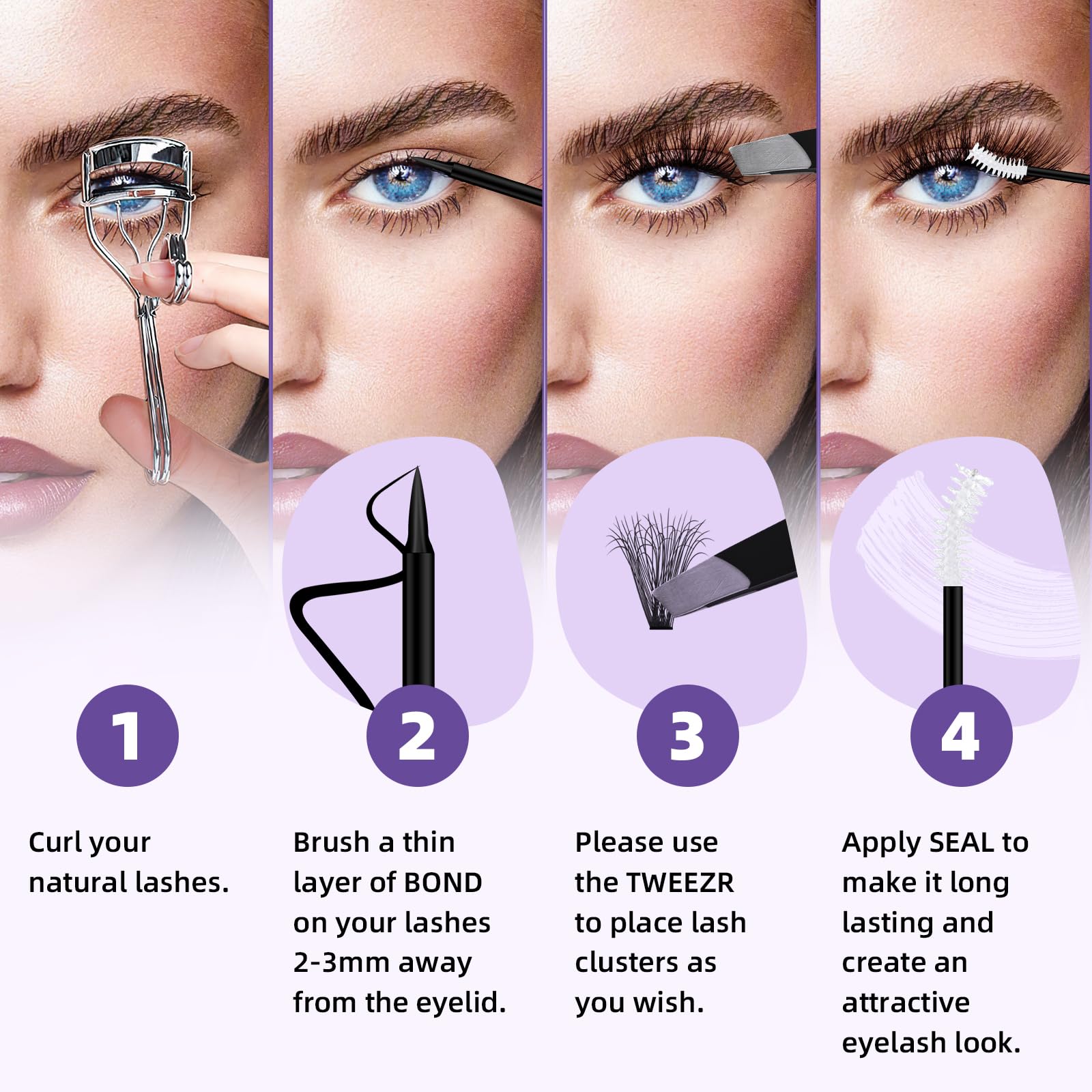 Lash Clusters 3D Individual Lashes 40D-0.07D-9-16MIX 300pcs Eyelash Clusters B&Q Cluster lashes 20D 30D 40D Eyelash Extension Fluffy Cluster Eyelash Extensions Wispy Lashes (Q40D-9-16MIX)