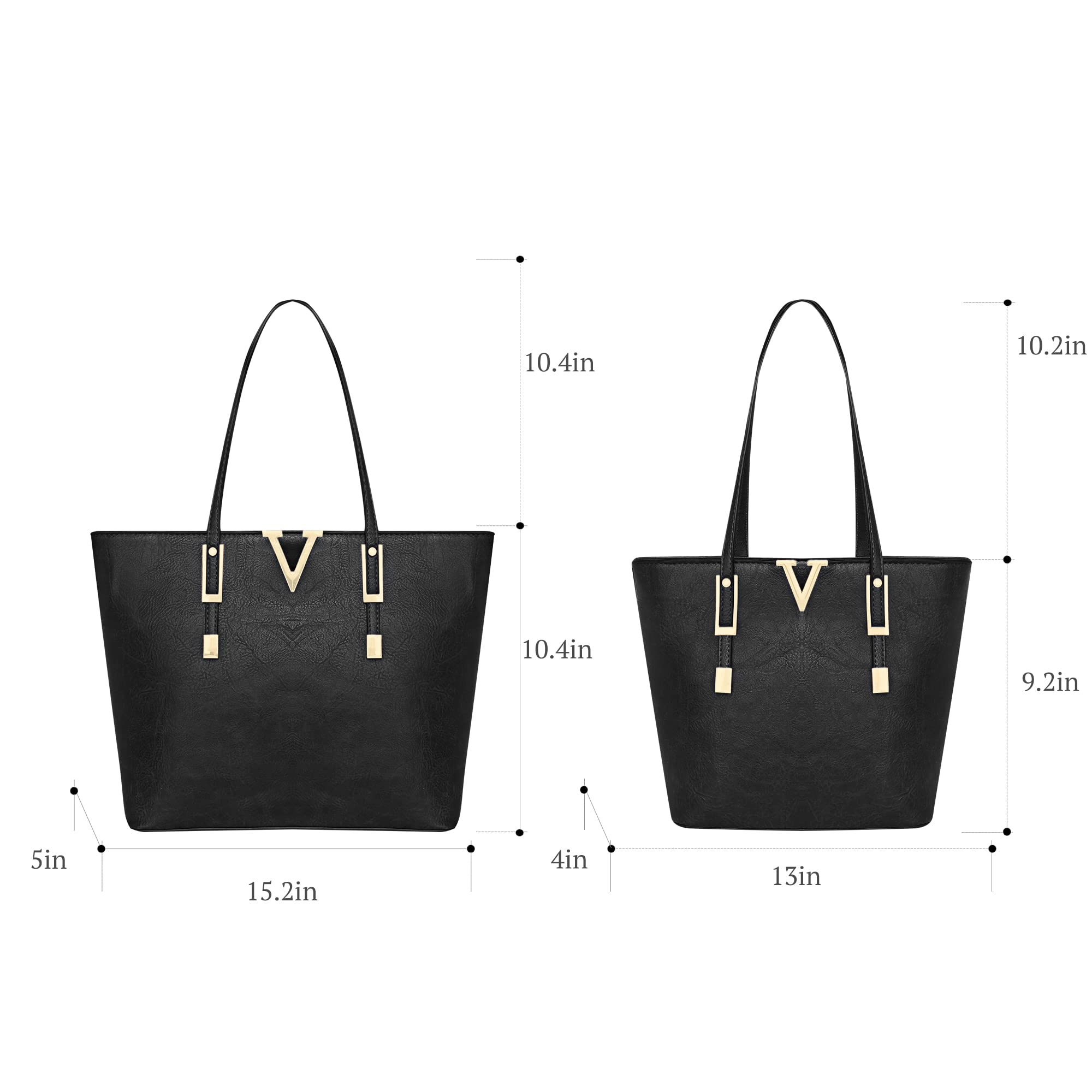 Montana West Tote Handbag for Women Vegan Leather Shoulder Bag Large and Medium 2PCS Purses Set MWC2-034BK