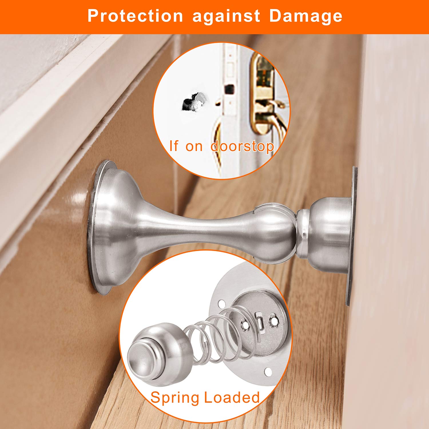 Magnetic Door Stop Brushed Nickel Magnetic Door Stopper Magnet Door Stops with Double-Sided Adhesive Tape No Drilling Wall Mount Door Stop for Keep Your Door Open 4 Pack