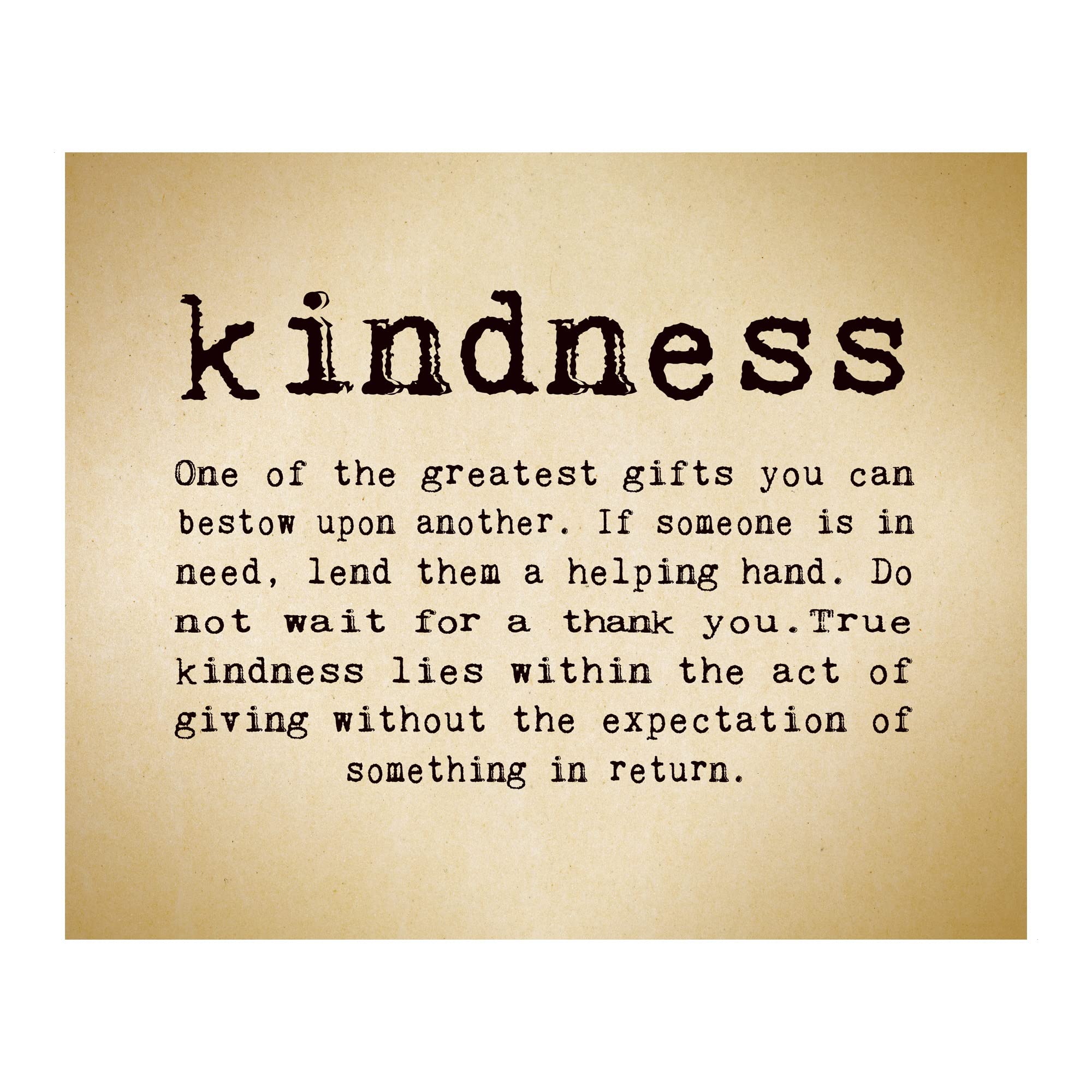 Kindness, Greatest Gift- Inspirational Wall Art Print, Motivational Typographic Positive Quotes Wall Art Decor for Living Room Wall Decor, & Classroom Door Decorations, & Home Decor. Unframed- 10 x 8"