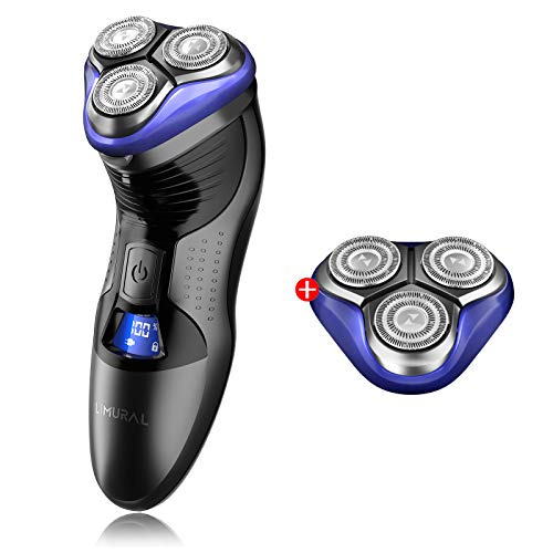 Limural Mens Electric Razors for Shaving, Electric Shavers for Men with Extra Replacement Blade LED Cordless Rechargeable Wet/Dry, Cordless Close Shave Men’s Grooming Kit with Pop-up Beard Trimmer