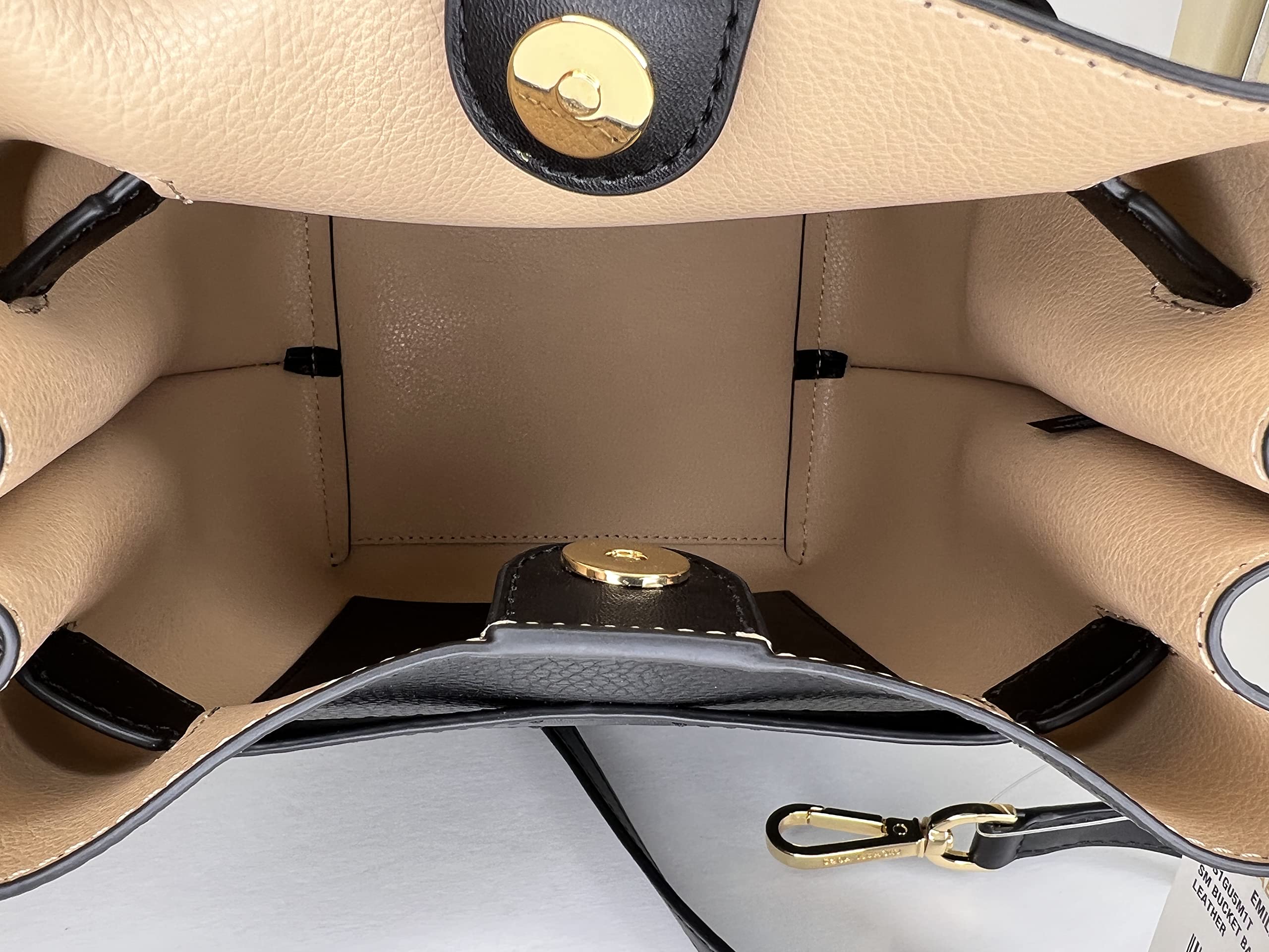 Michael Kors MICHAEL Michael Kors Emilia SM Bucket Bag Messenger Crossbody bundled with SM Zip Card Case Purse Hook (Black)