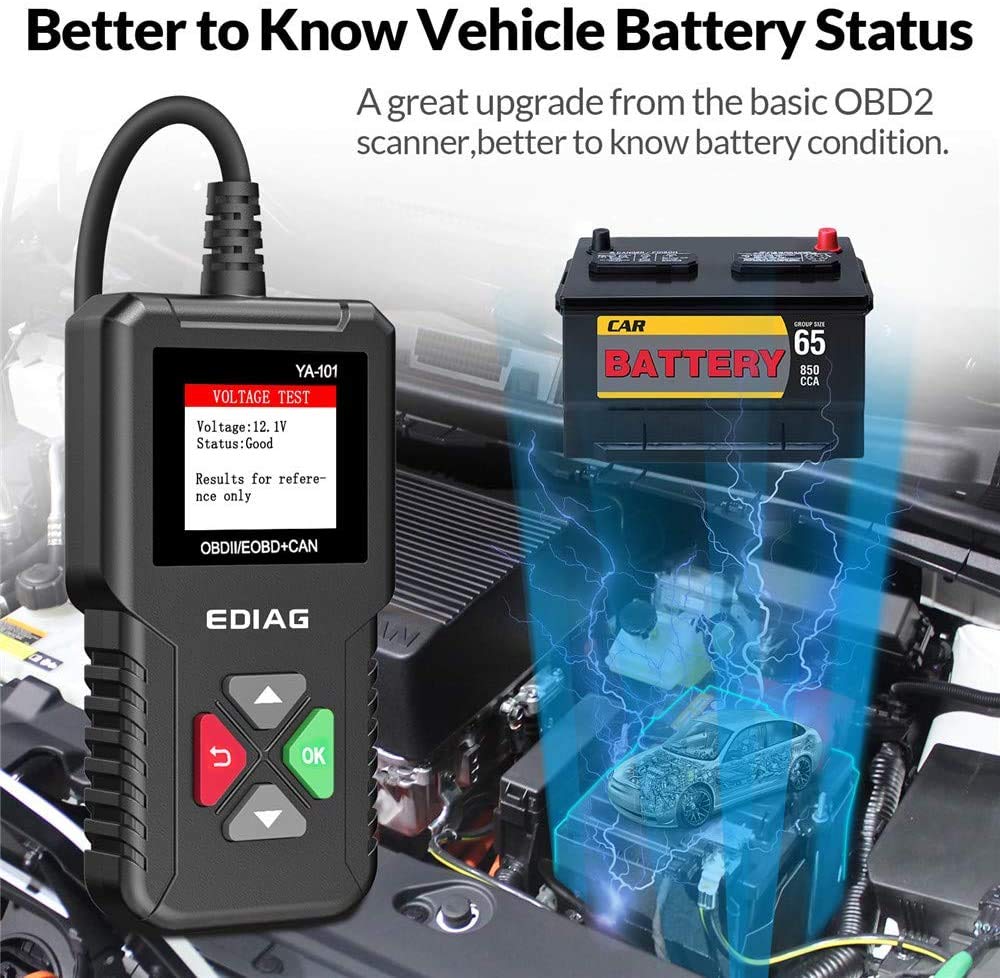 KINGBOLEN OBD2 Scanner,Code Reader Automotive Engine Light Check Scan Tool Checks O2 Sensor and EVAP Systems with Full OBD2 Functions,Supports Mode6 with DTC Lookup, All 10 Modes of obd2. Black