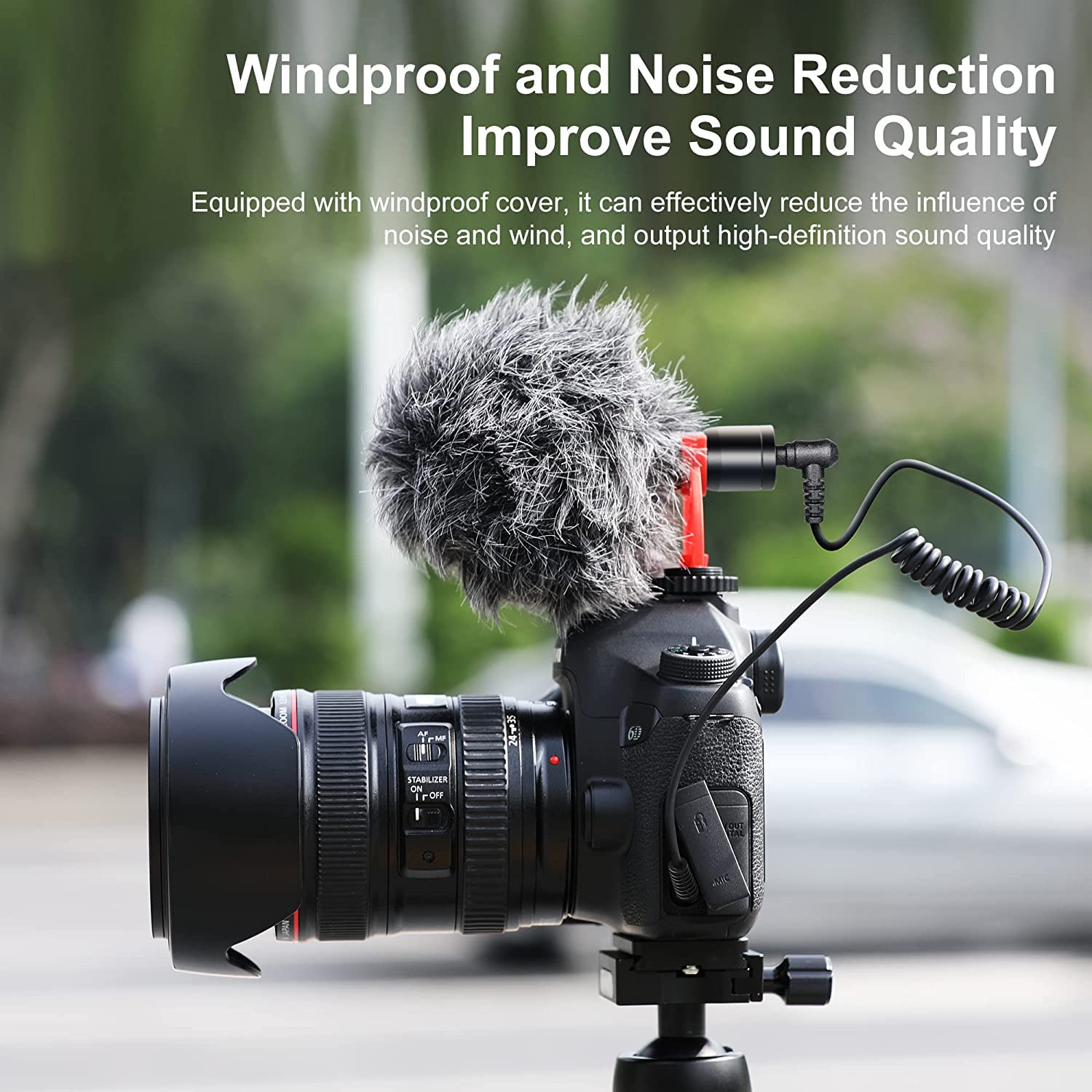 Manbily Universal Shotgun Video Microphone with Shock Mount Windscreen Phone Clip 3.5mm Conversion Cable,Compact Mic Compatible with DSLR Cameras iPhone/Android Smartphones for Audio Recording VM-M10